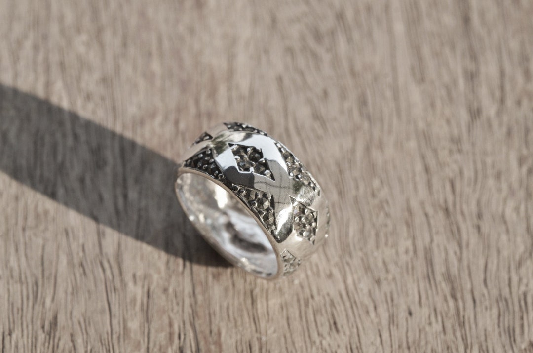 Bague en argent sterling avec marcassite, bague moderne en marcassite ...