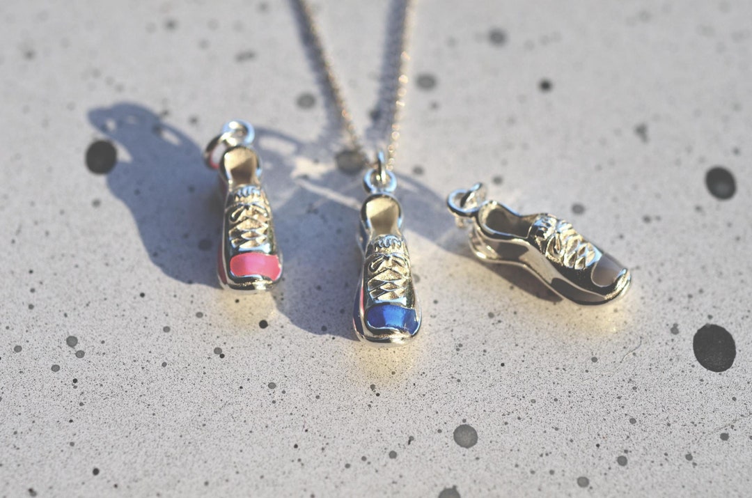Silver Runner Shoe Pendant, Sterling Silver 925 Runner Pendant, Running ...