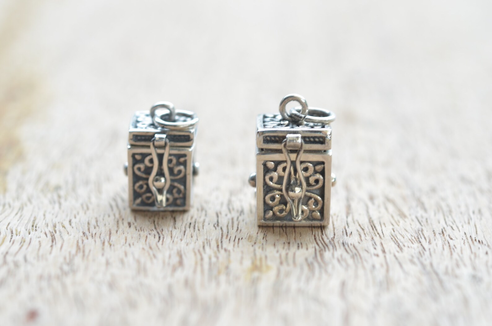 Sterling Silver Prayer Box Charm: Stash Locket, Memory Keepsake - Etsy