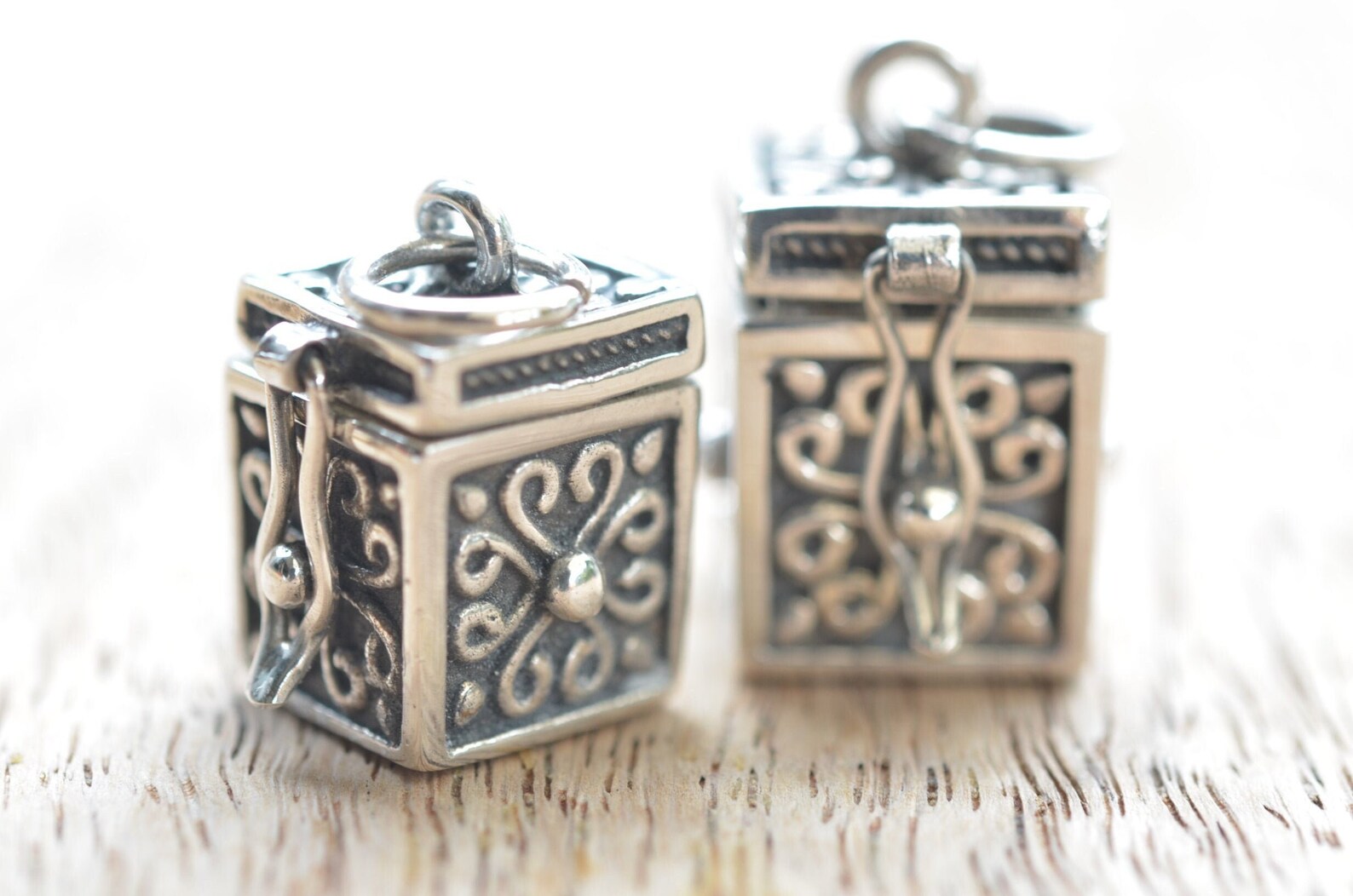 Sterling Silver Prayer Box Charm: Stash Locket, Memory Keepsake - Etsy