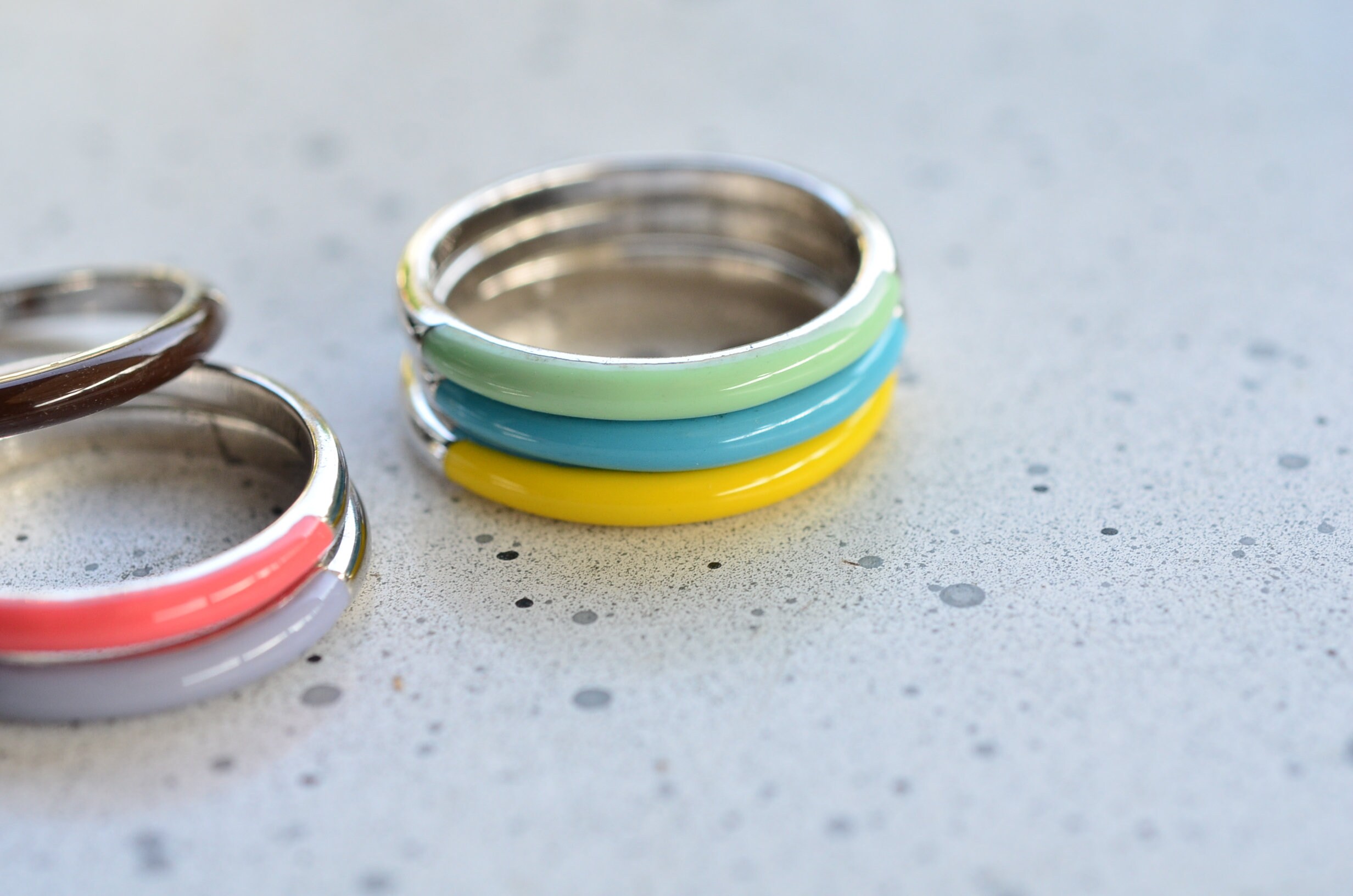 Enamel ring Sterling Silver colorful Enamel Rhodium Plating | Etsy