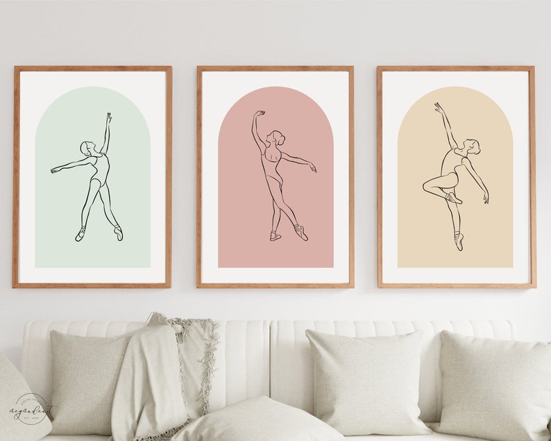 Boho Ballet Dancer Wall Art Prints | Ballerina Wall Art Printable ...