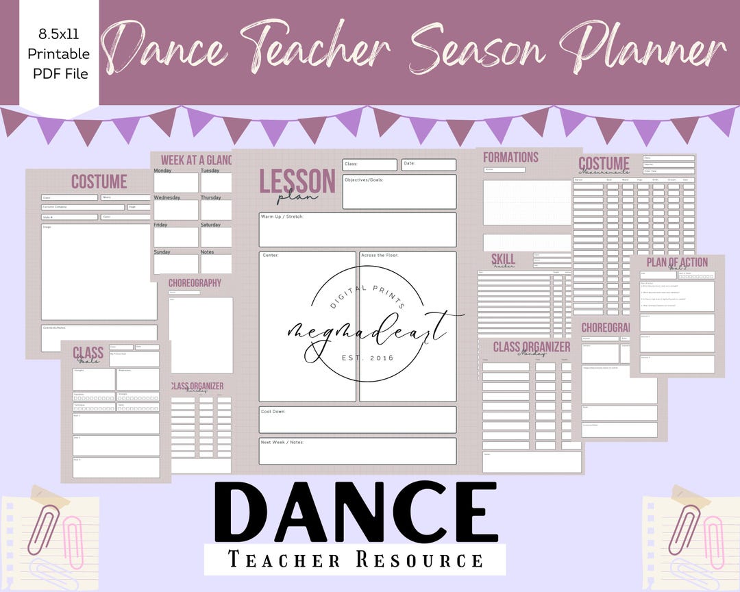 Dance Teacher Season Planner Downloadable PDF | Digital Download ...