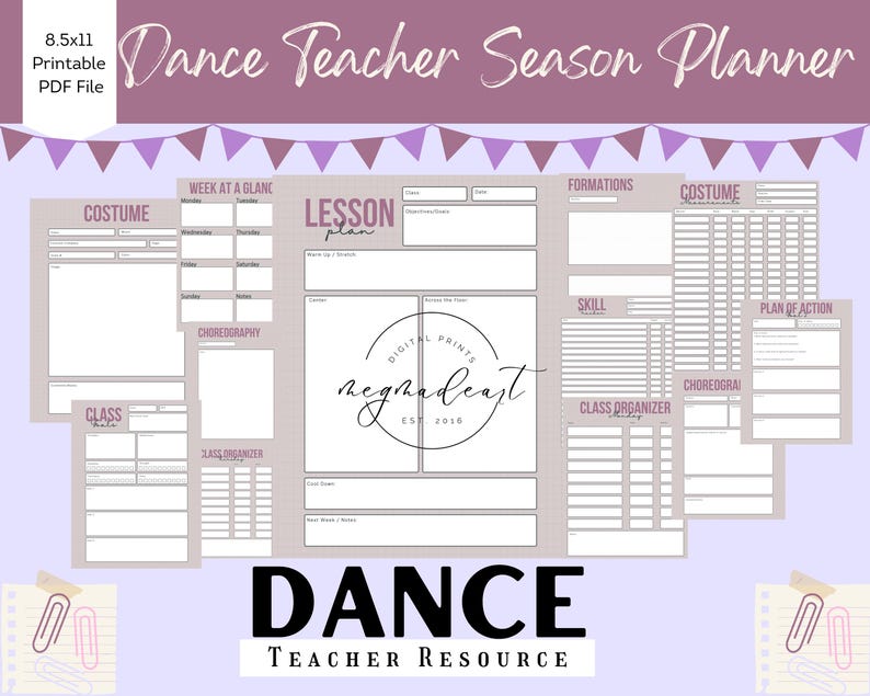 Dance Teacher Season Planner Downloadable PDF | Digital Download ...