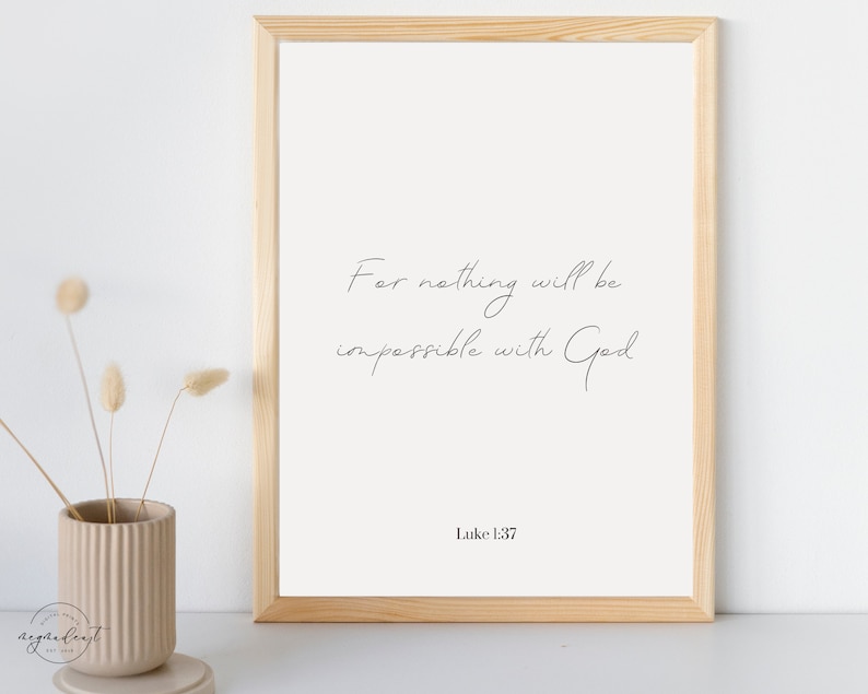 Luke 1:37 Scripture Digital Print Christian Wall Art - Etsy