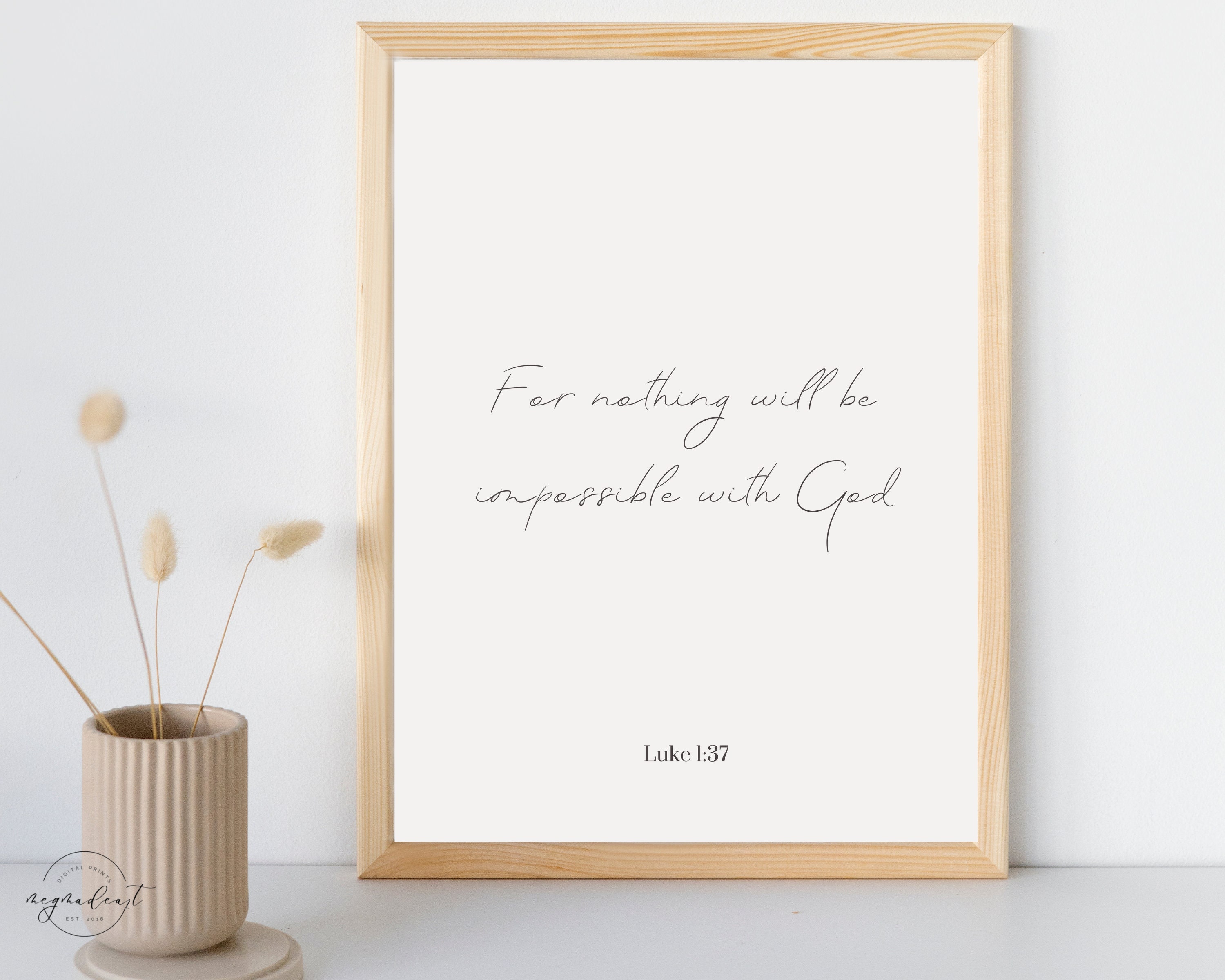 Luke 1:37 Scripture Digital Print Christian Wall Art - Etsy