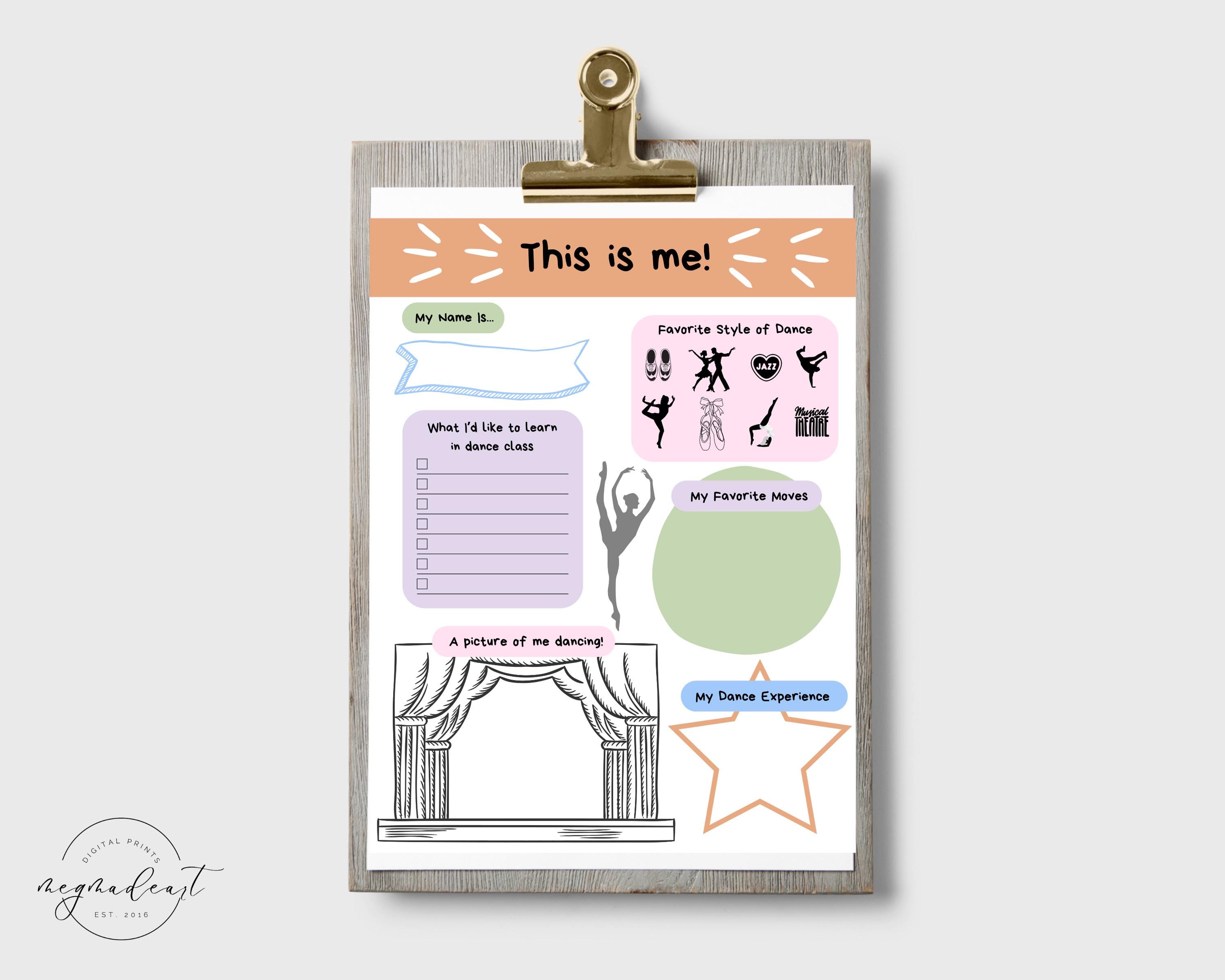 Dancer Introduction Worksheet | Downloadable PDF | Digital Download ...