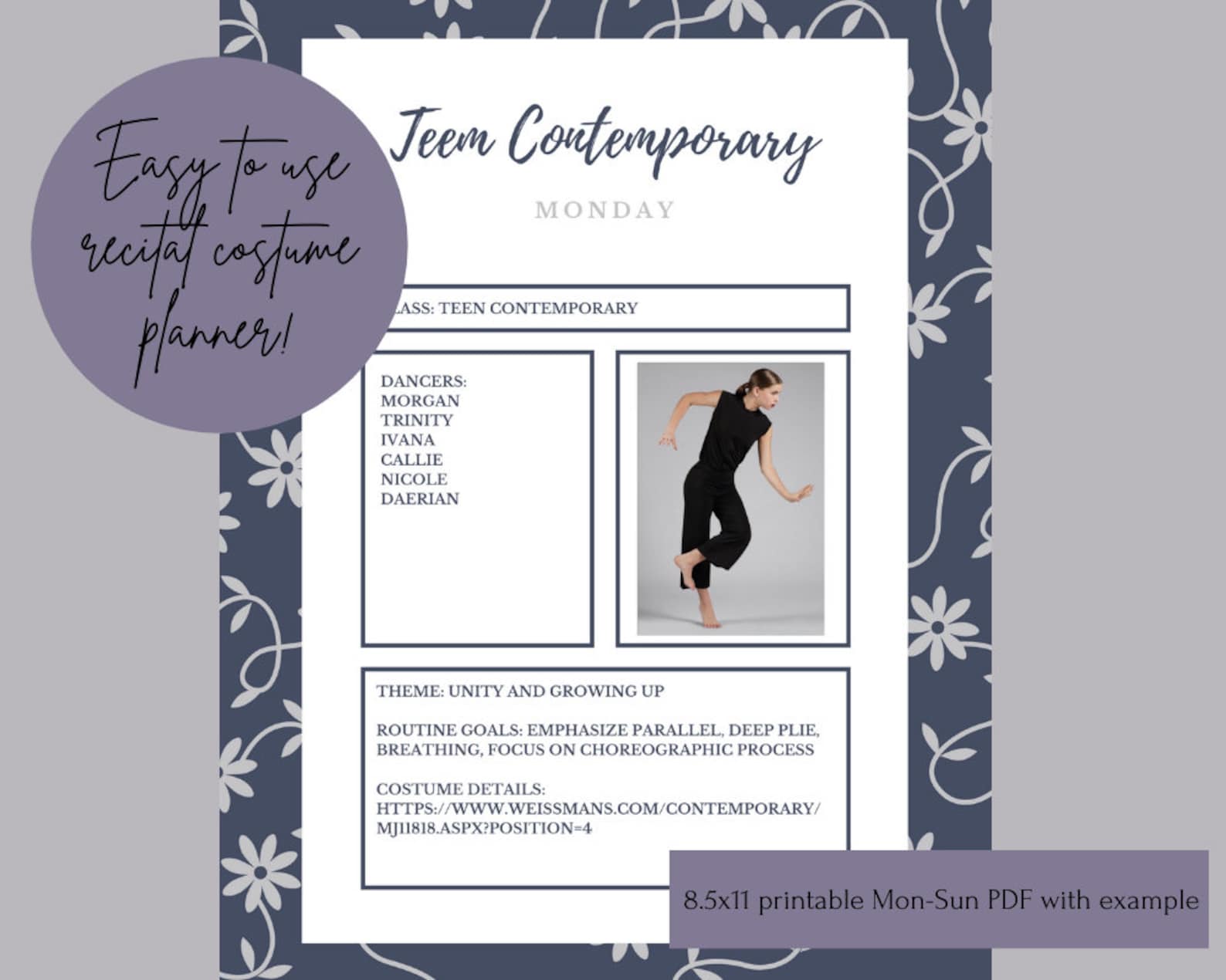 Recital Costume Planner | Downloadable PDF | Digital Download | Dance ...