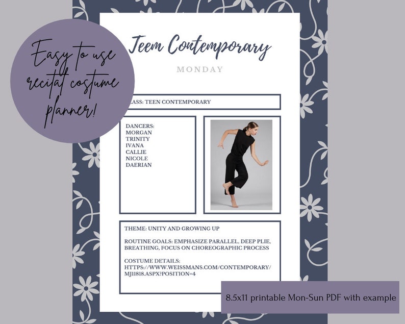 Recital Costume Planner | Downloadable PDF | Digital Download | Dance ...