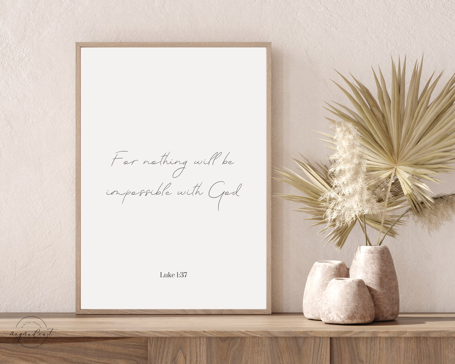 Luke 1:37 Scripture Digital Print | Christian Wall Art | Downloadable ...