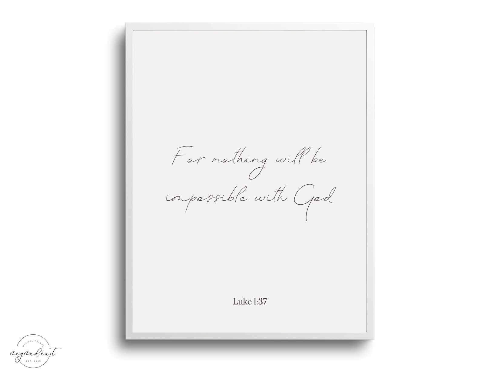 Luke 1:37 Scripture Digital Print | Christian Wall Art | Downloadable ...