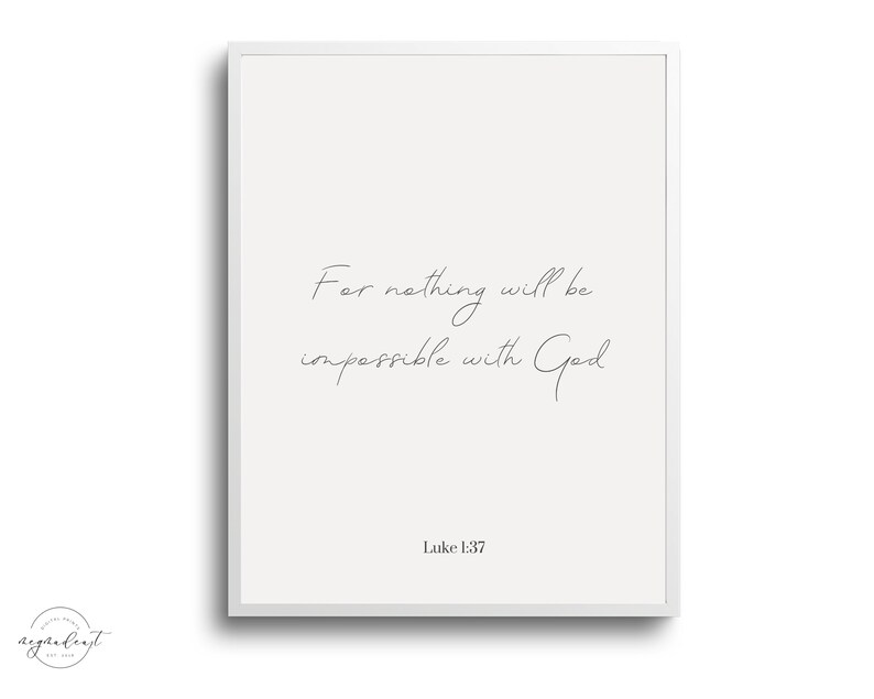 Luke 1:37 Scripture Digital Print Christian Wall Art - Etsy