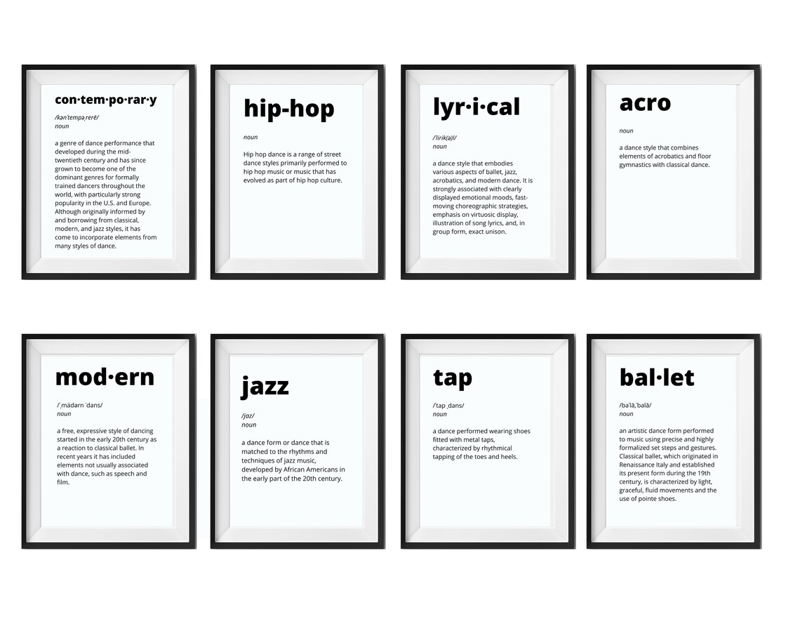 Dance Definition Wall Art Studio Decor Downloadable Print - Etsy