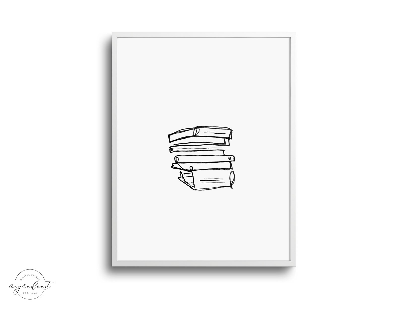 Bookish Line Art Print Decor for Book Lovers | Gift for Readers Digital ...