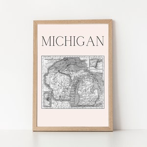 Michigan Map Wall Art Digital Download | Wall Decor Downloadable Print ...