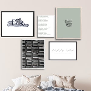 Book Gallery Wall Art Digital Print | Set of 5 Downloadable Prints for ...