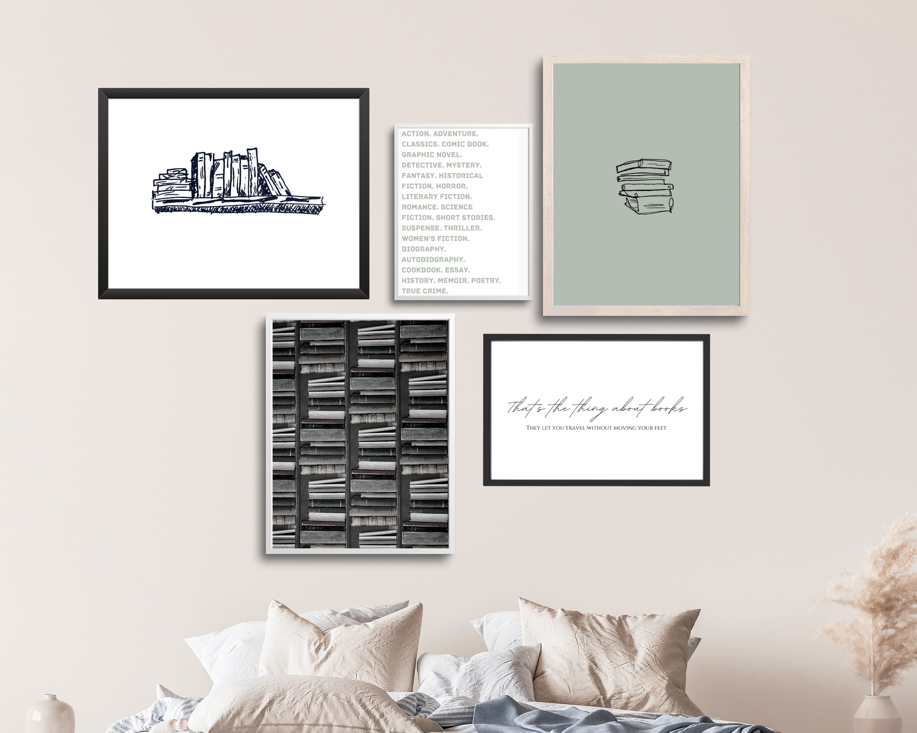 Book Gallery Wall Art Digital Print Set of 5 Downloadable - Etsy