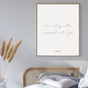 Luke 1:37 Scripture Digital Print | Christian Wall Art | Downloadable ...