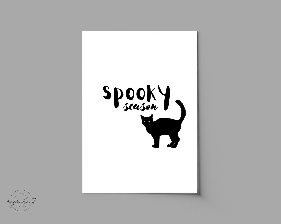 Cat Spooky Season Wall Art Wall Decor Digital Print Downloads Halloween ...