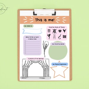 Dancer Introduction Worksheet | Downloadable PDF | Digital Download ...