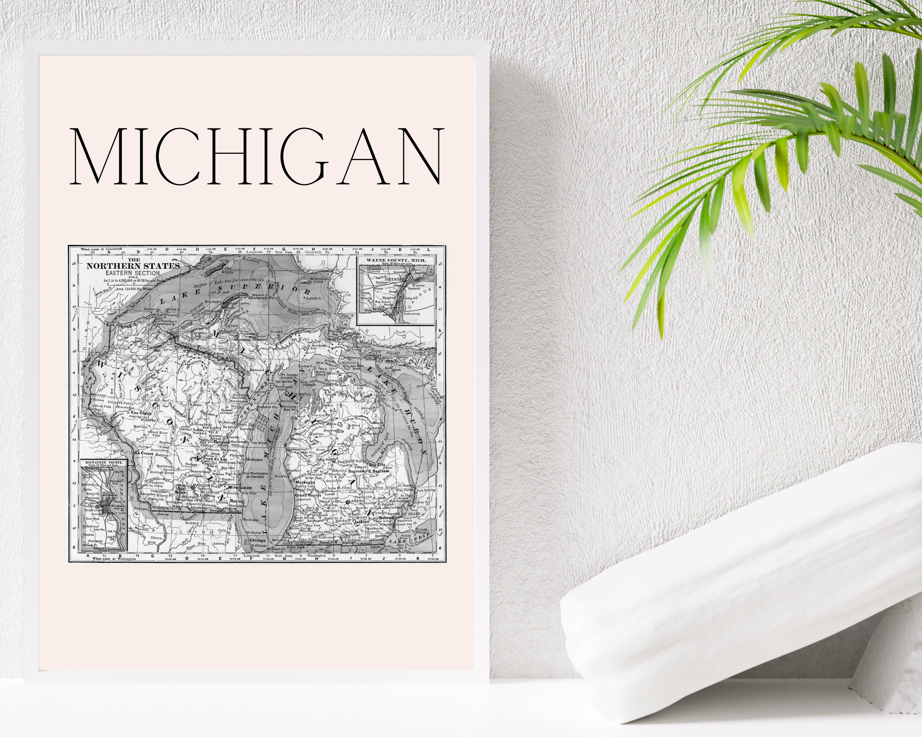 Michigan Map Wall Art Digital Download Wall Decor Downloadable Print ...