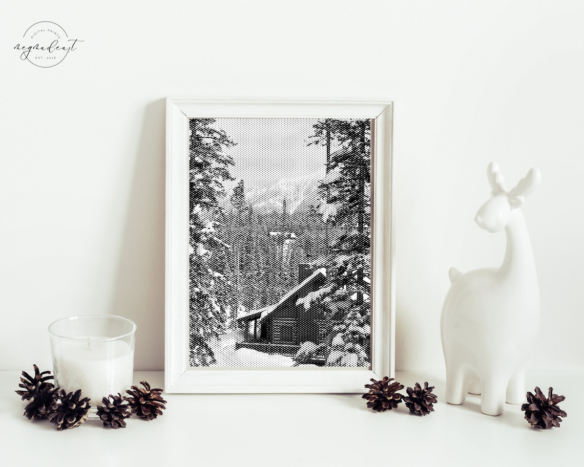 Winter Cabin Wall Art | Digital | Wall Decor | Downloadable Print ...
