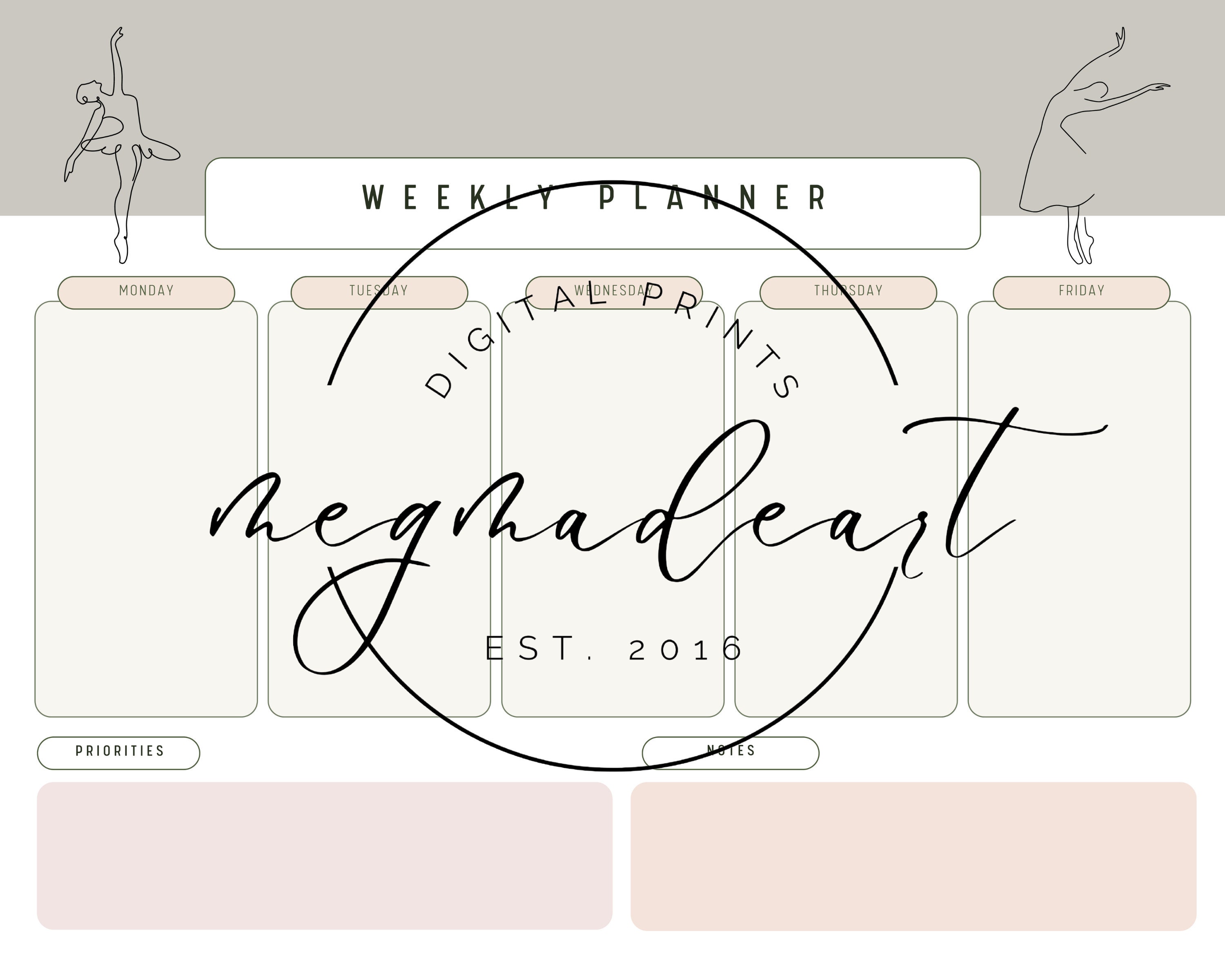 Ballet Weekly Planner Downloadable PDF | Digital Download Dance Teacher ...