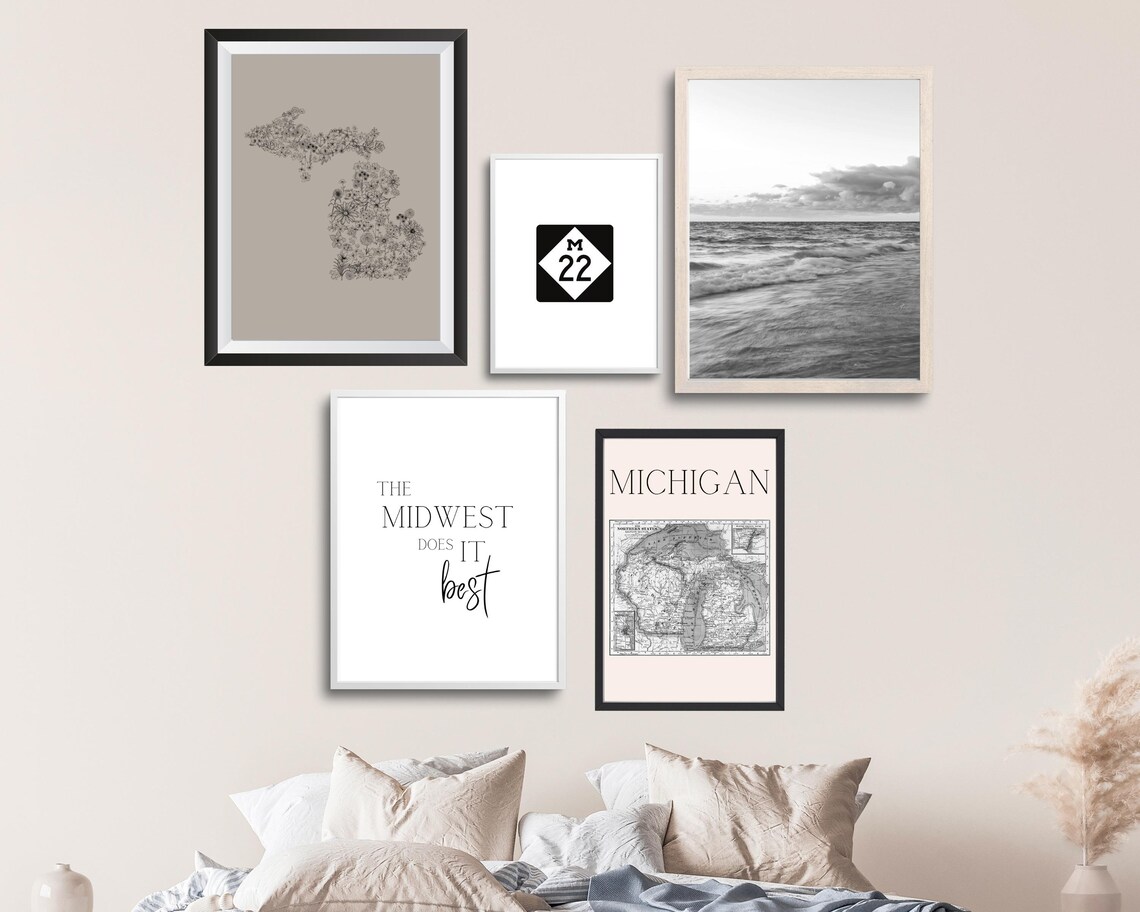 Michigan Wall Art Print Set of 5 Downloadable | Michigan Gallery ...