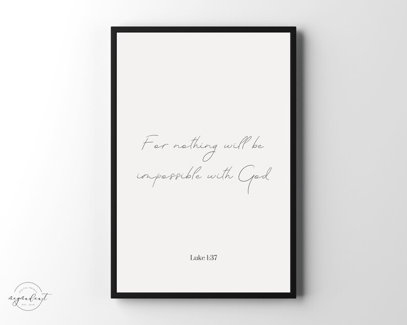 Luke 1:37 Scripture Digital Print Christian Wall Art - Etsy