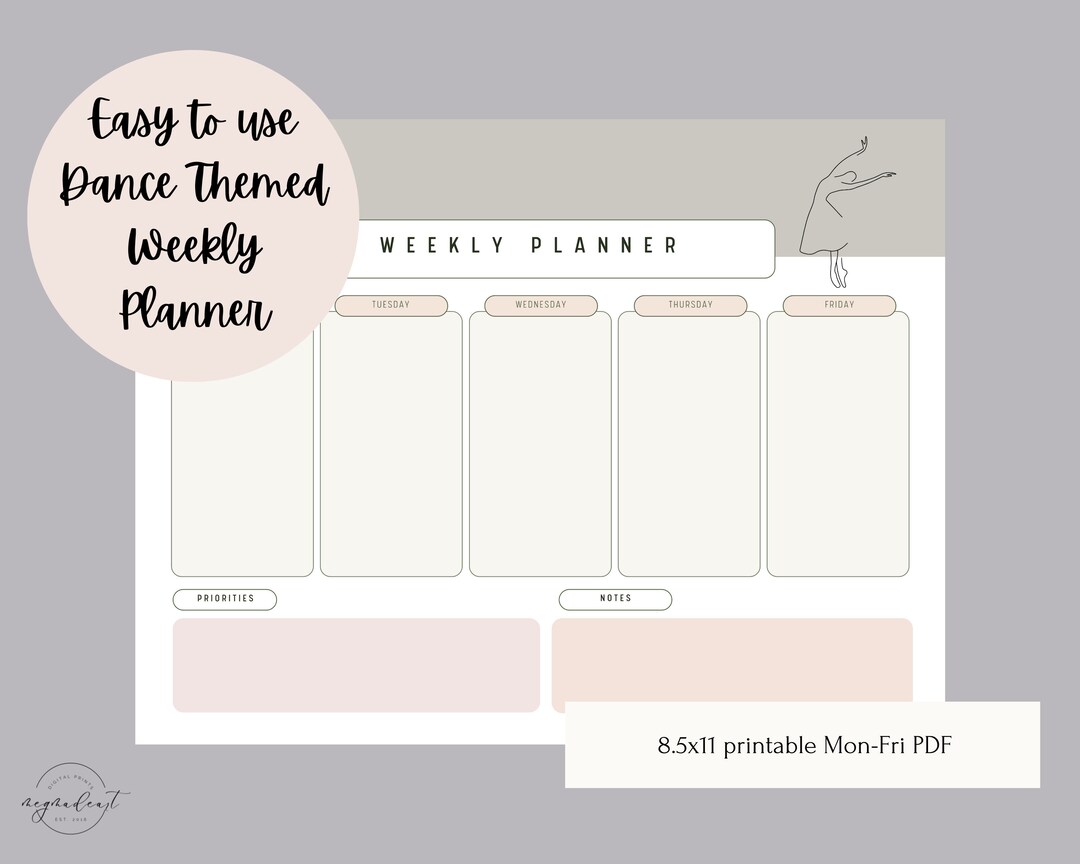 Ballet Weekly Planner Downloadable PDF | Digital Download Dance Teacher ...