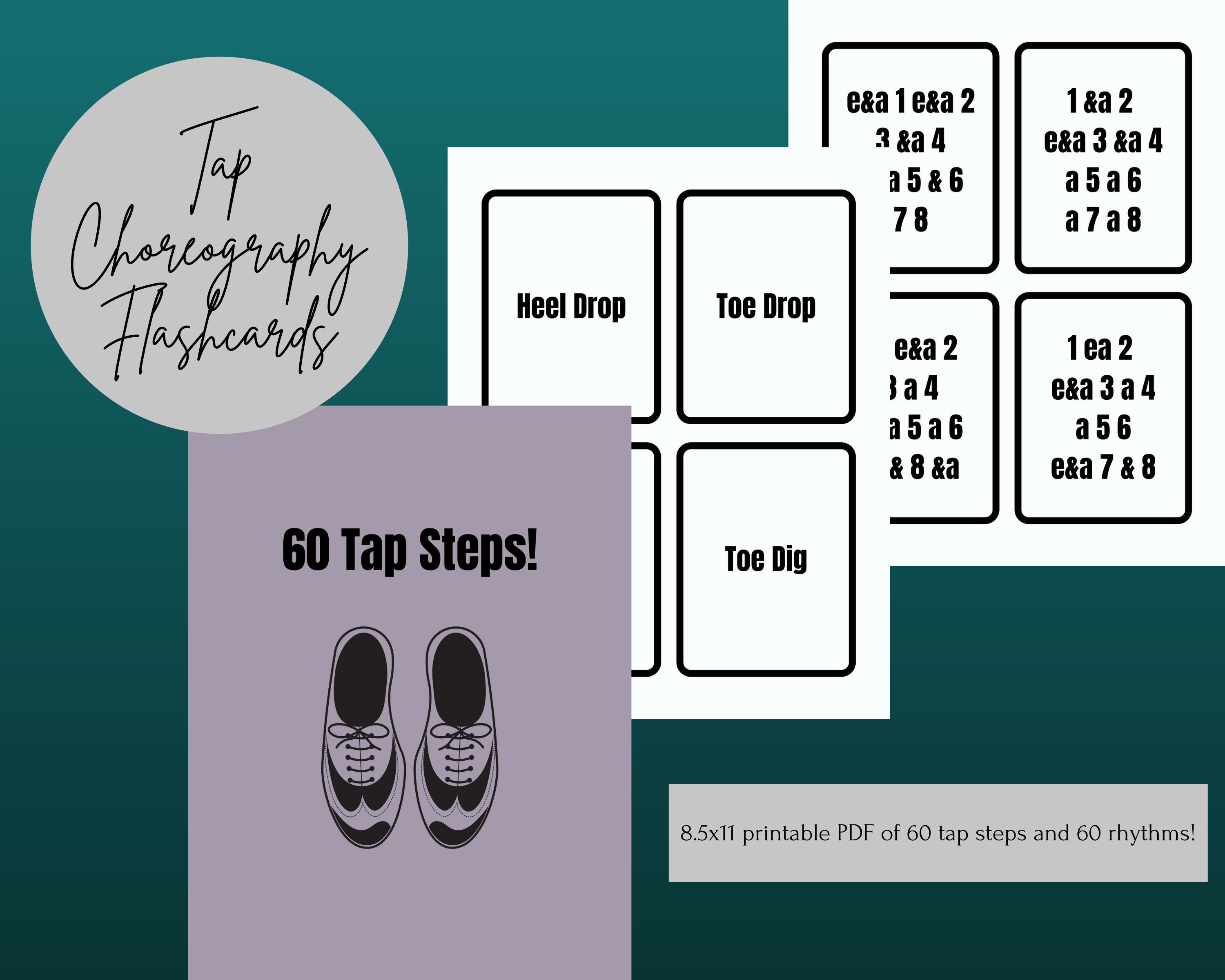 Tap Choreography Flash Cards PDF Download | Digital Download for Dance ...