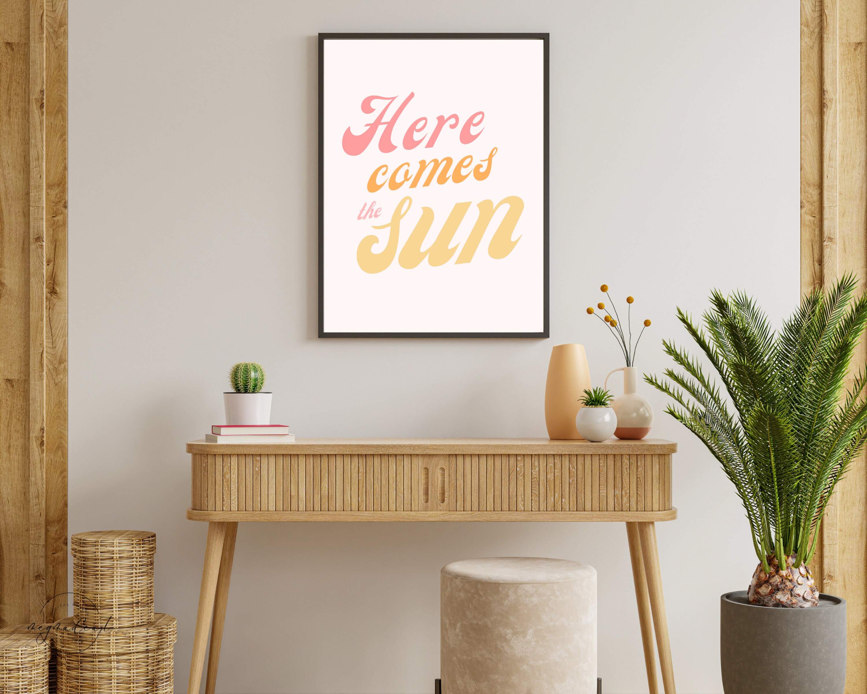 Here Comes the Sun Summer Wall Art Printable | Word Art Print Digital ...
