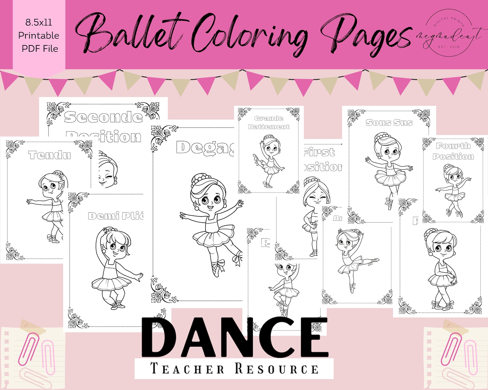 Ballet Coloring Pages Downloadable PDF | Digital Download | Dance ...