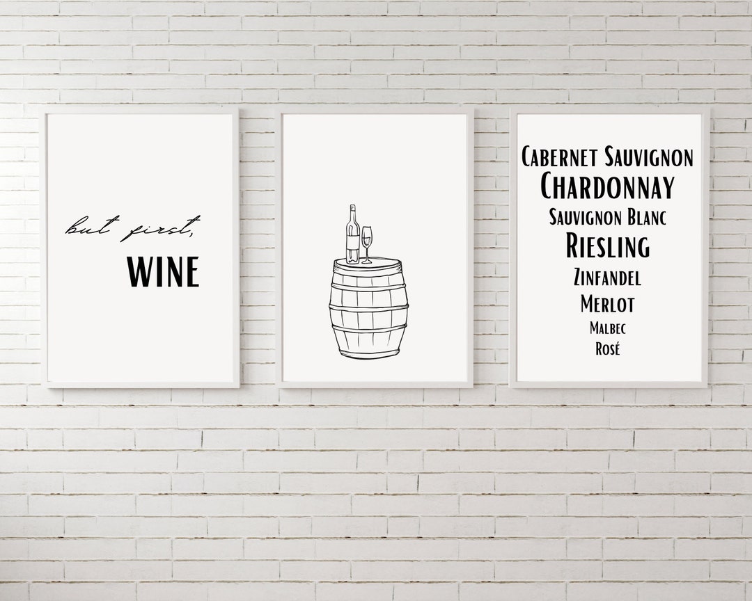 Wine Set of 3 Digital Wall Art Wall Print for Wine Lovers - Etsy