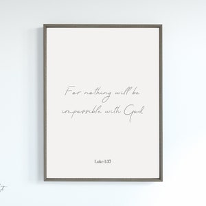 Luke 1:37 Scripture Digital Print | Christian Wall Art | Downloadable ...