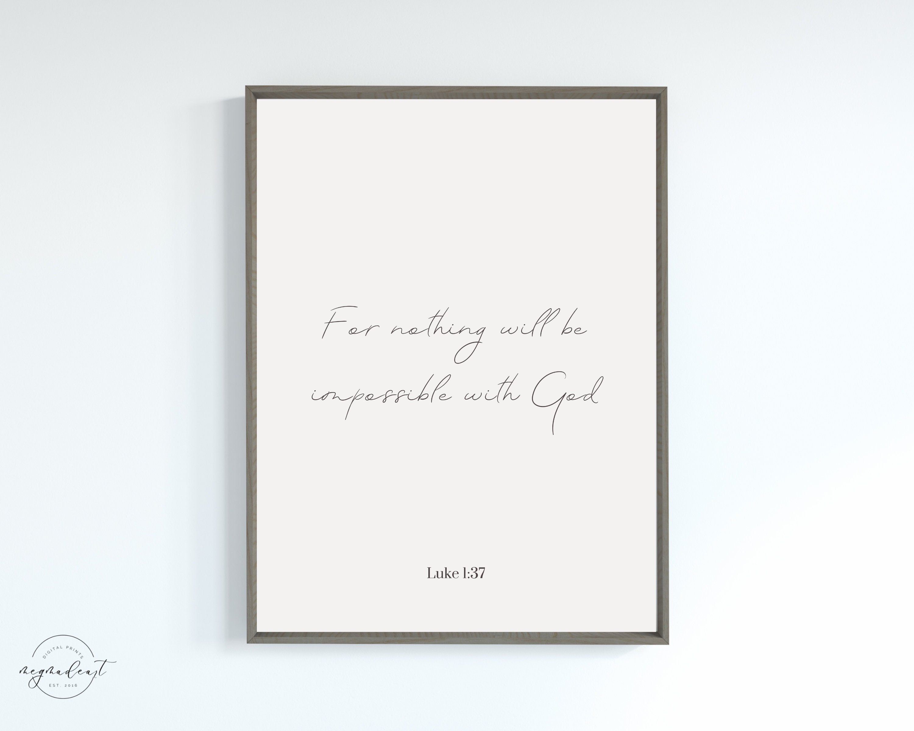 Luke 1:37 Scripture Digital Print Christian Wall Art - Etsy