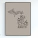 Floral Michigan Map Wall Art Digital Download | Wall Decor Downloadable ...