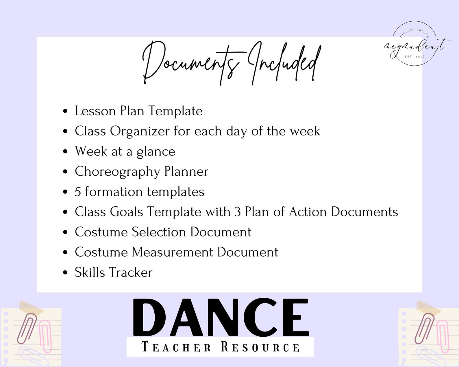 Dance Teacher Season Planner Downloadable PDF | Digital Download ...