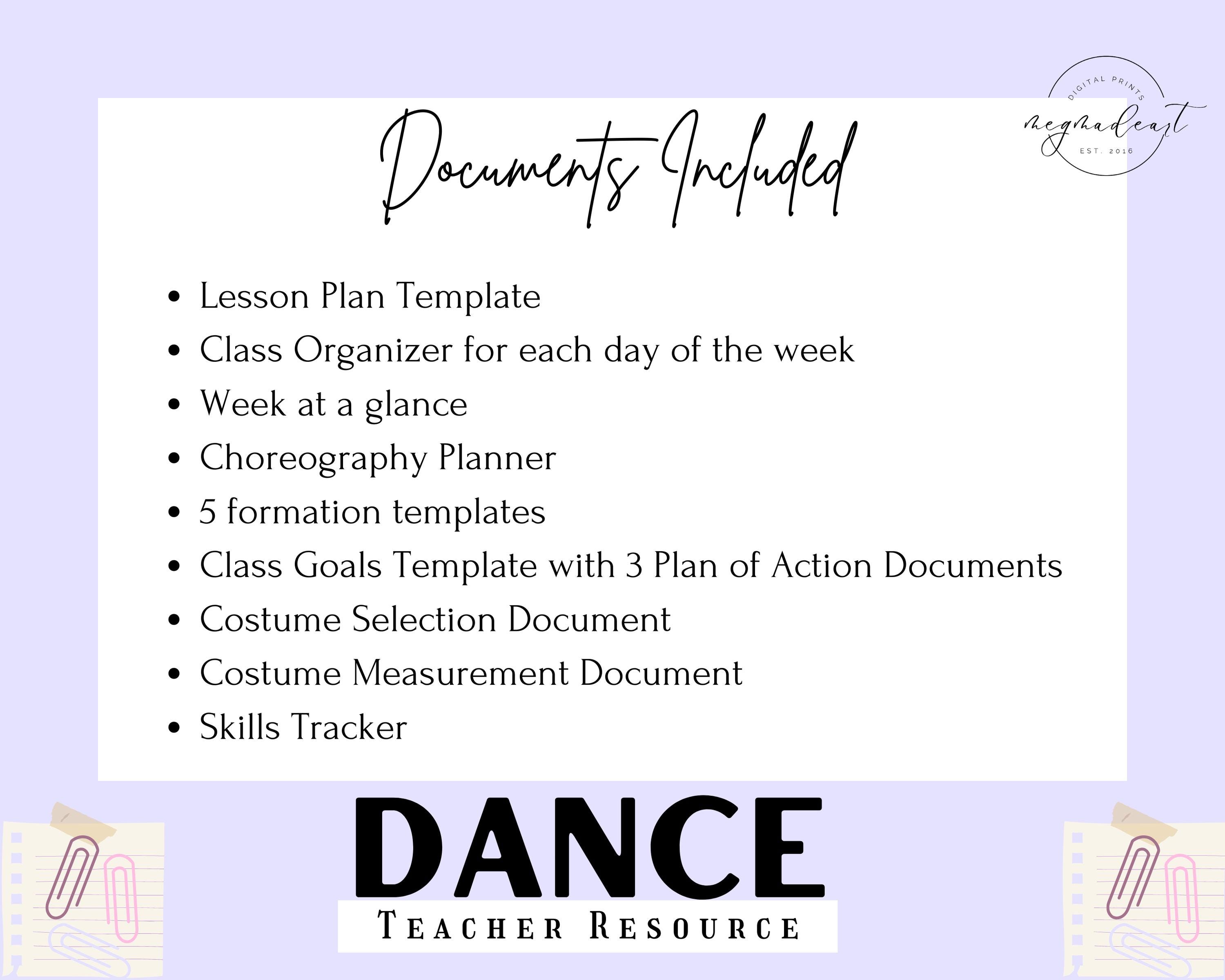 Dance Teacher Season Planner Downloadable PDF | Digital Download ...