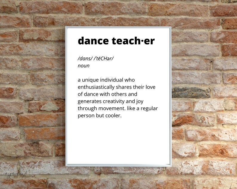 Dance Teacher Definition Wall Art | Studio Decor | Downloadable Print ...