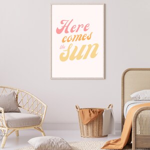 Here Comes the Sun Summer Wall Art Printable | Word Art Print Digital ...