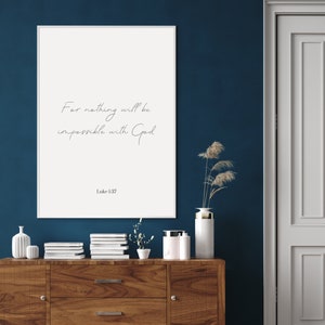 Luke 1:37 Scripture Digital Print | Christian Wall Art | Downloadable ...