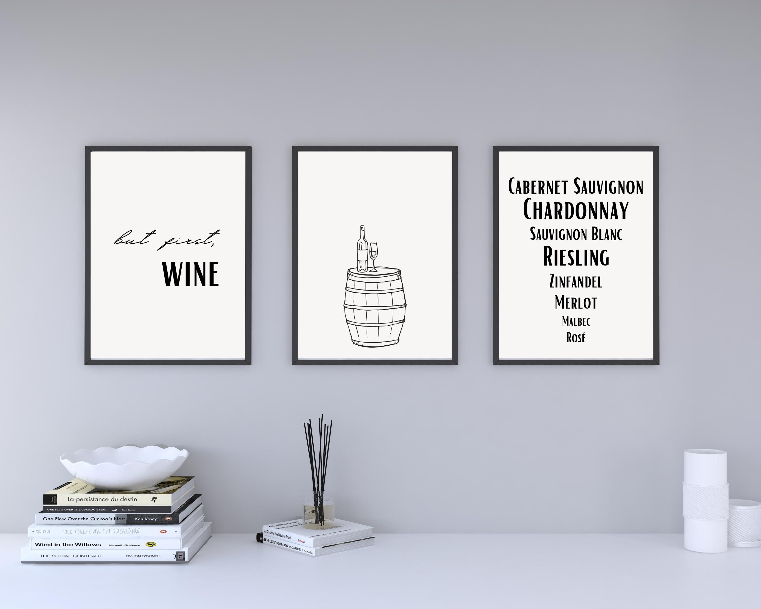 Wine Set of 3 Digital Wall Art | Wall Print for Wine Lovers Digital ...