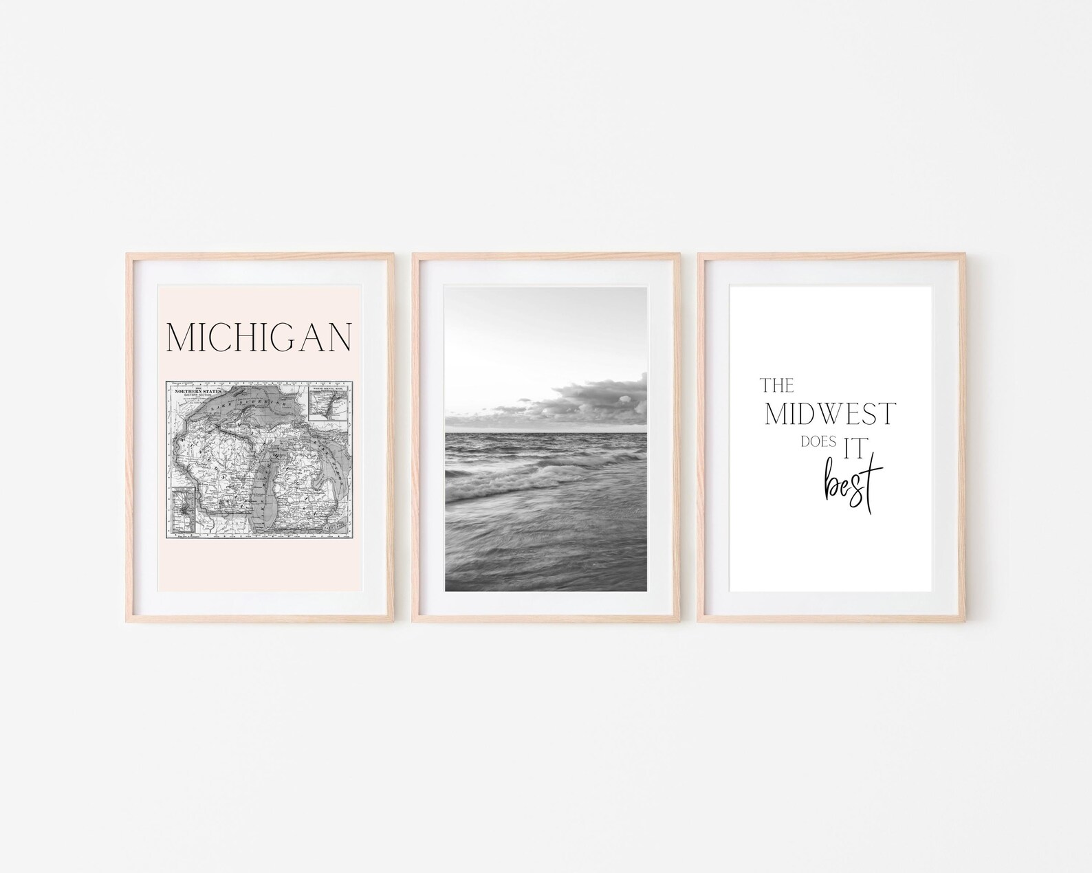Michigan Wall Art Print Set of 5 Downloadable | Michigan Gallery ...