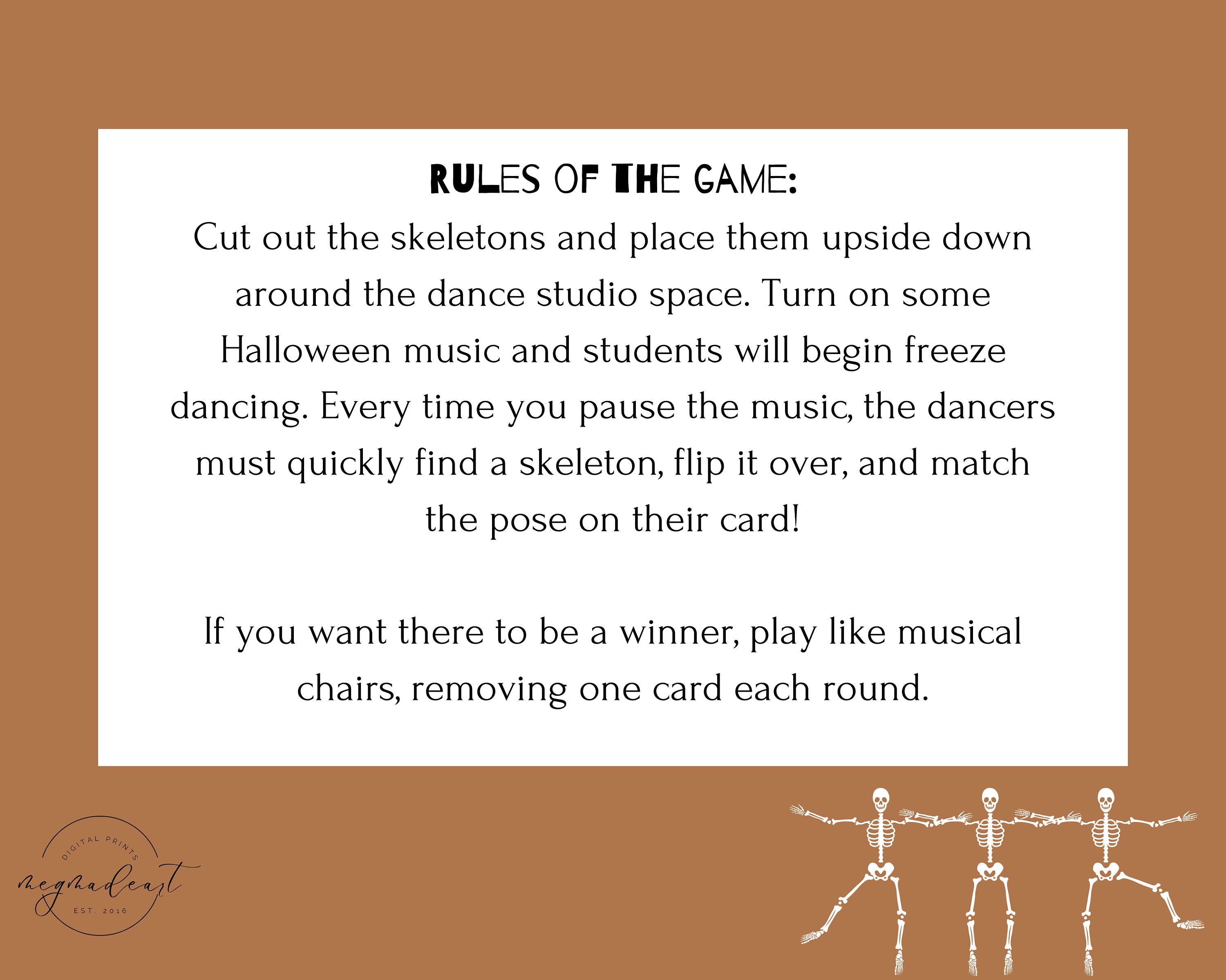 Halloween Dance Game Downloadable PDF | Digital Download | Dance ...