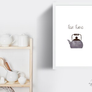 Tea Kettle Art Print | Tea Time Wall Art for Kitchen Decor Digital ...