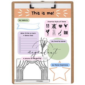 Dancer Introduction Worksheet | Downloadable PDF | Digital Download ...