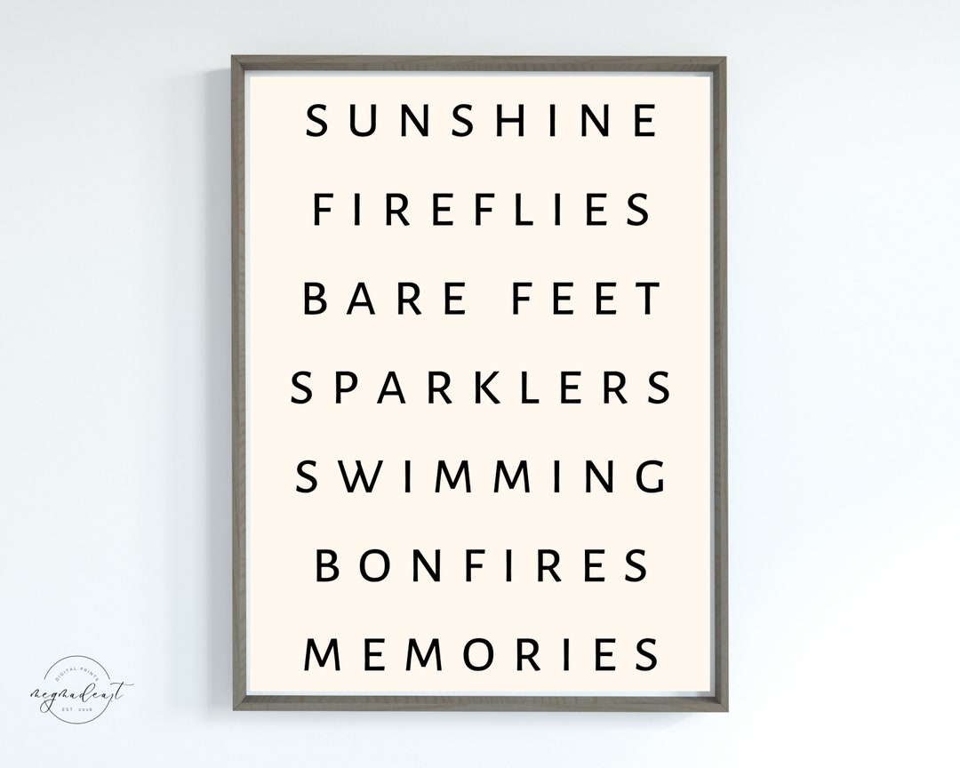 Summer Wall Art Printable | Sunshine Decor Word Art Print | Digital ...