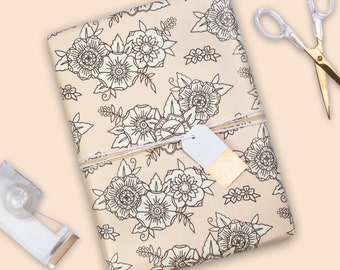 Floral gift wrap | Etsy
