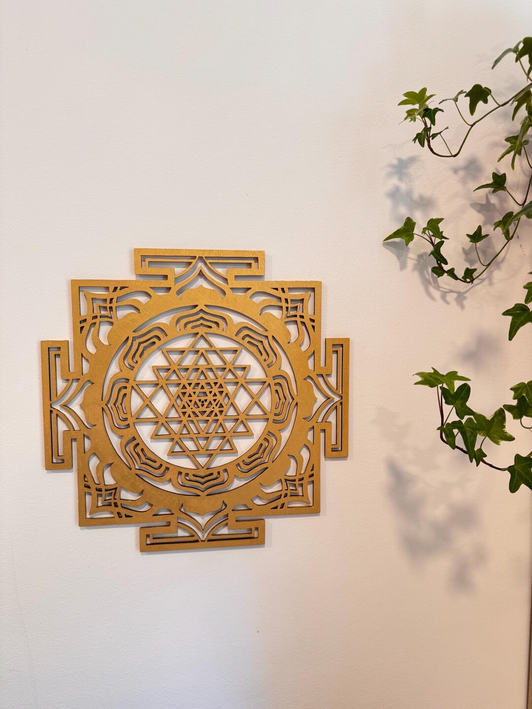 Sri Yantra Wooden Wall Decor - 30 Cm Width - Gold Painted - Etsy